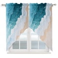 Beige Blue Swag Curtain Valance for Window 2 Panels Gradient Ocean Wave ...