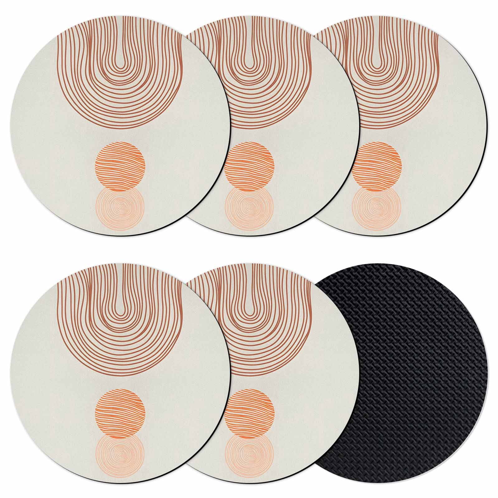 Beige Bohemia Coasters Set of 6, Absorbent Coasters for Drinks, Modern ...