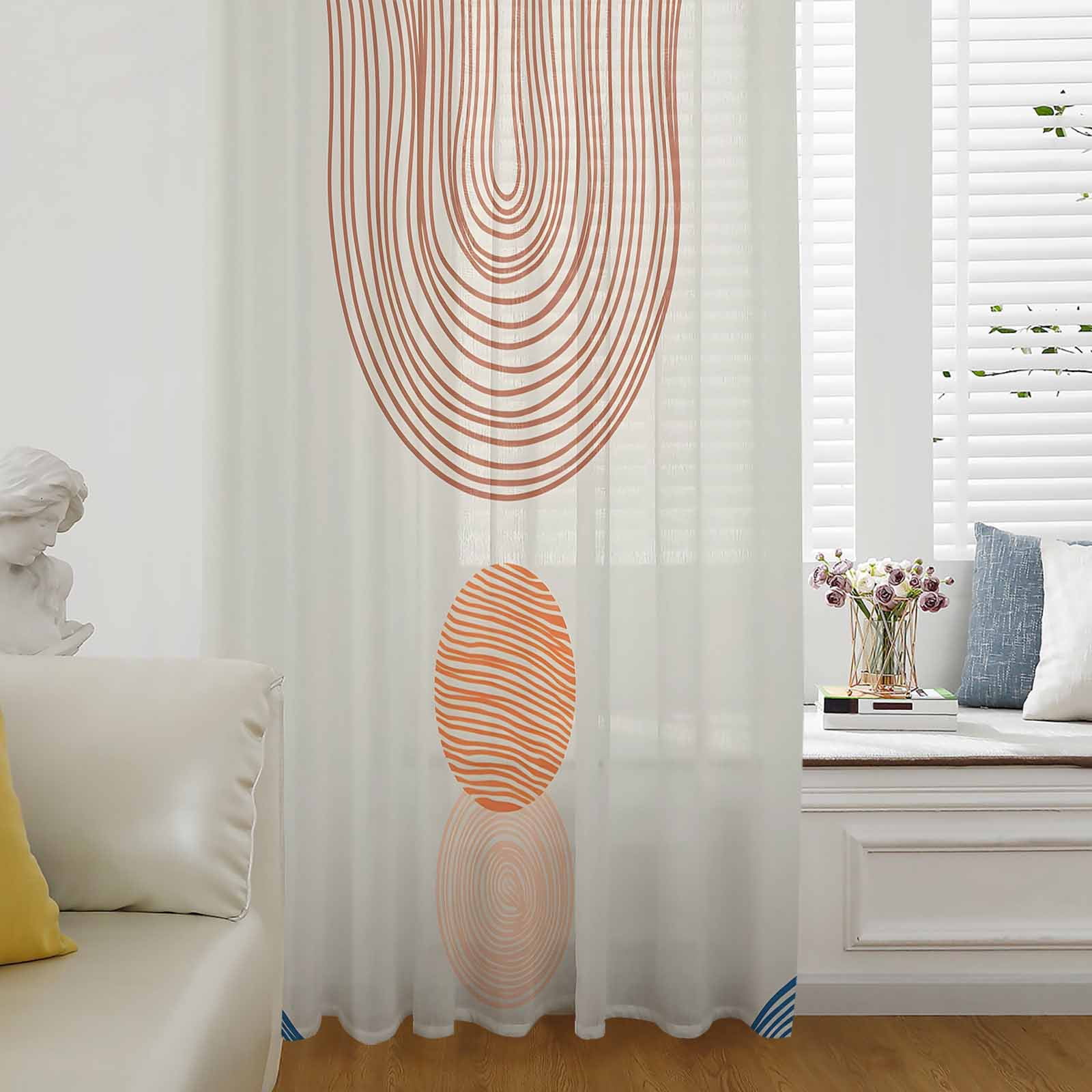 Beige Bohemia Semi Sheer Curtains Drapes for Living Room,Bedroom,French ...