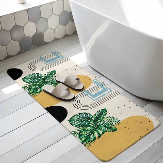 Beige Boho Bathroom Runner Rugs Non Slip Washable Absorbent Narrow Long ...
