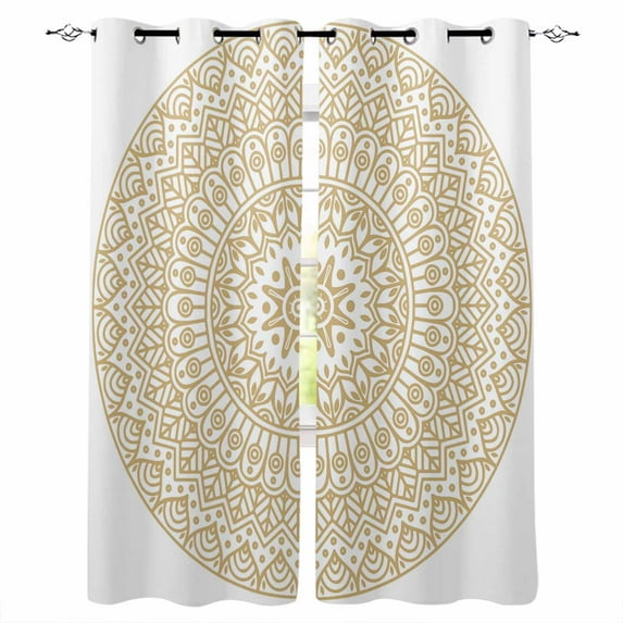 Beige Boho Blackout Curtains 63 Inches Long, Retro Farmhouse Ethnic ...