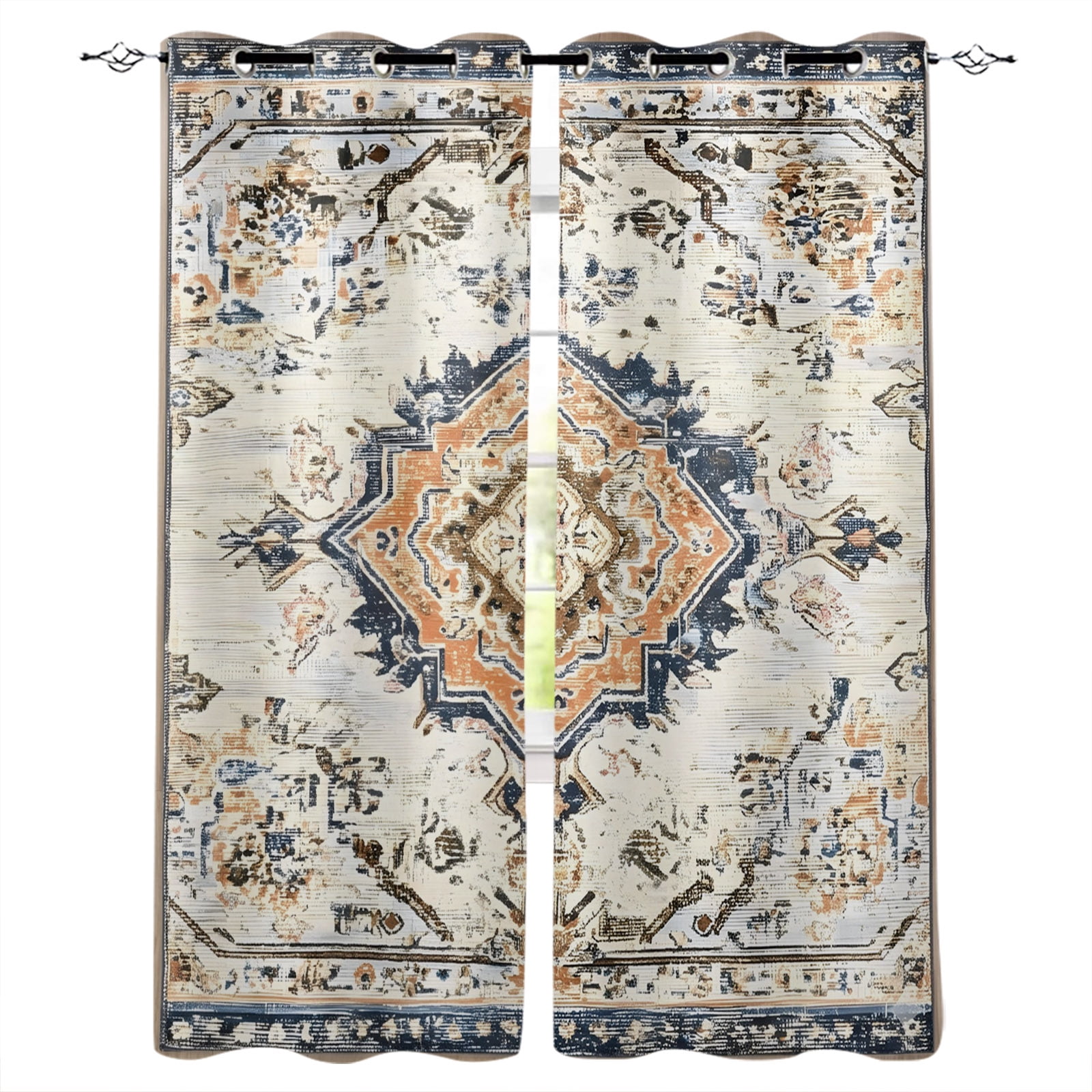 Beige Boho Blackout Curtains for Bedroom Living Room Darkening Curtains ...