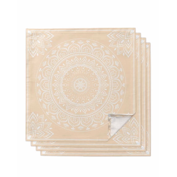Beige Boho Cloth Napkins Set of 4 Reusable Dinner Napkins, Farmhouse ...
