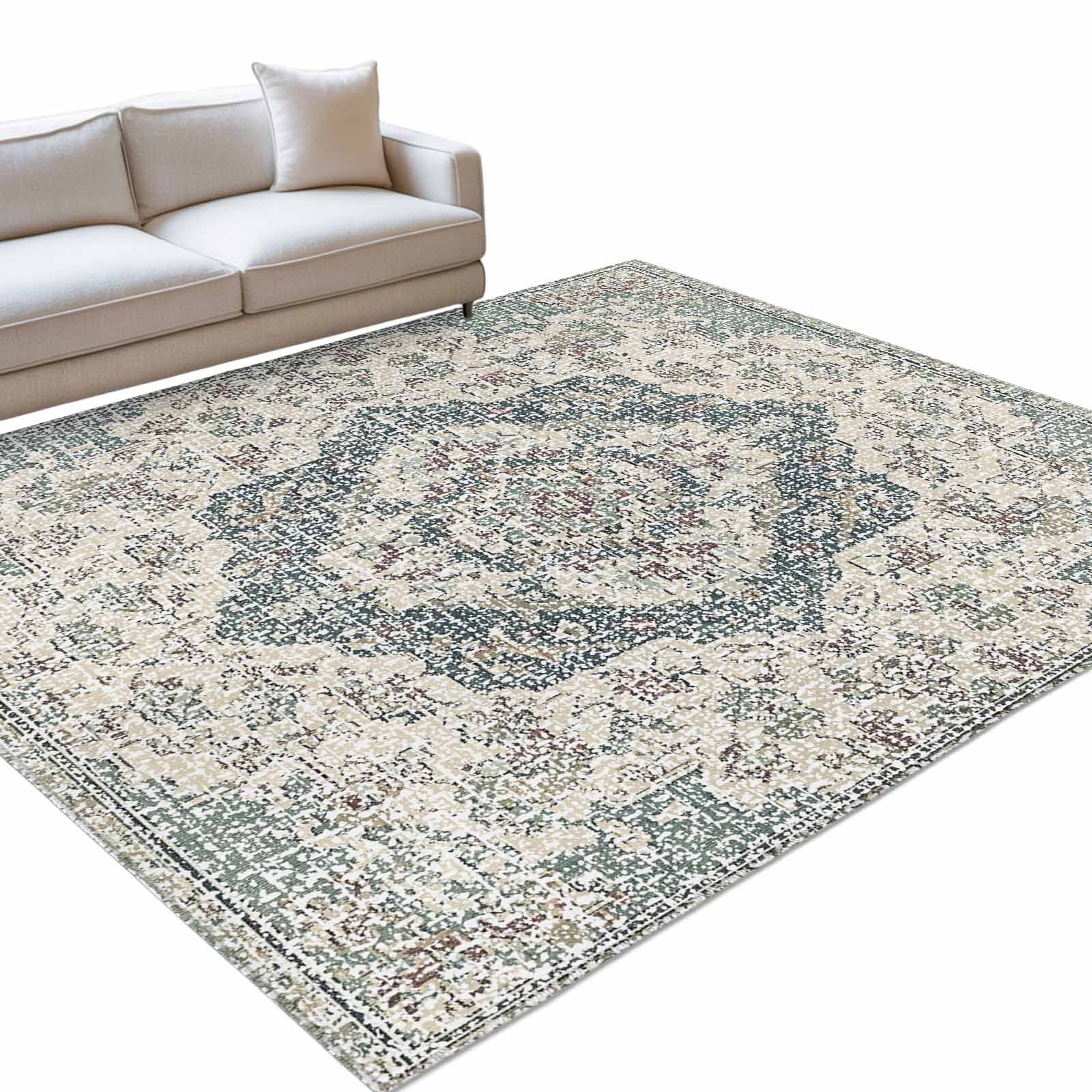 Beige Boho Floral Washable Rug 2.7x5 Area Rug for Living Room Bedroom ...