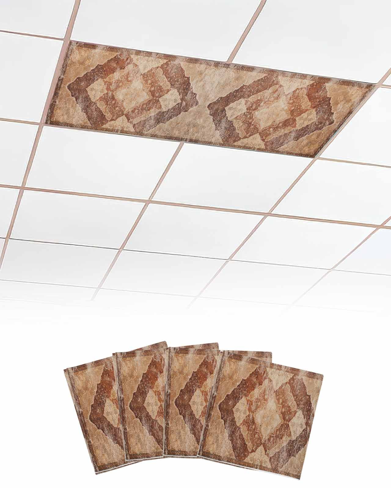 Beige Boho Fluorescent Light Covers for Ceiling Lights 4x2 feet,4 Pack ...