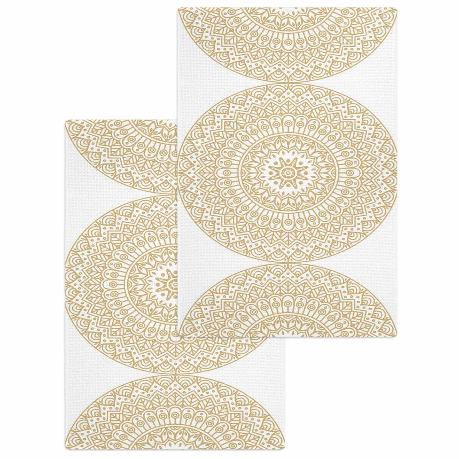 Beige Boho Kitchen Dish Towels for Drying Dishes Set of 2, Retro ...