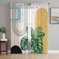 Beige Boho Sheer Curtains for Living Room Bedroom Tropical Palm Tree ...