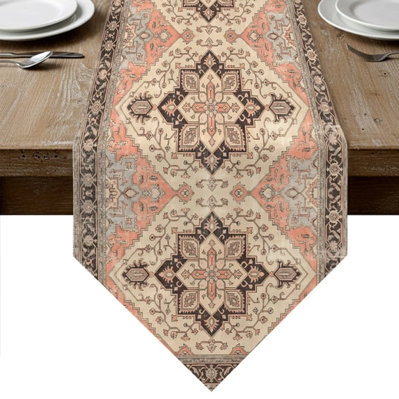 Beige Boho Table Runner Linen Burlap Table Runner 72 Inches Long ...