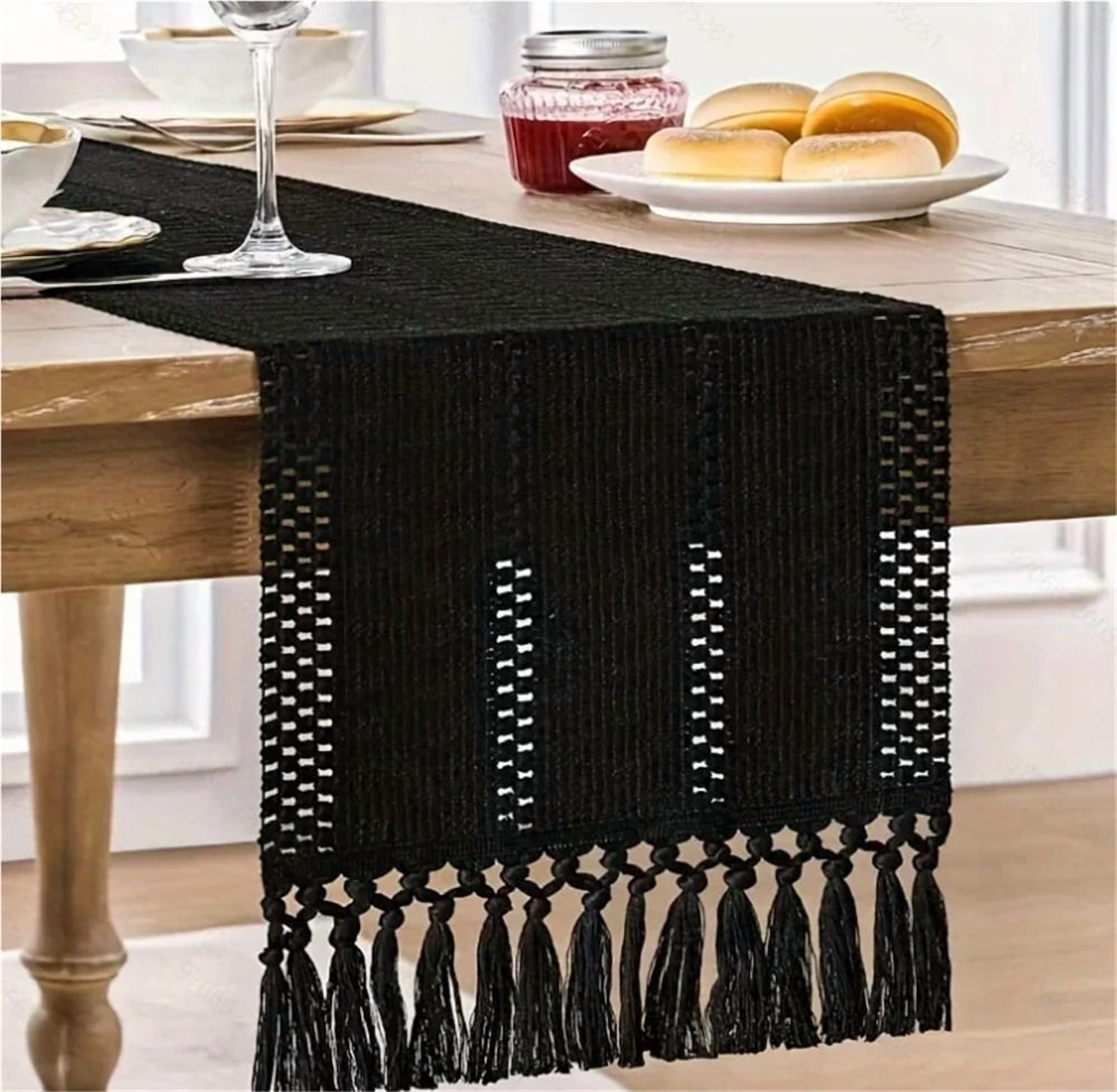 Beige Boho Table Runner with Tassels Hand Woven Table Runner Rustic ...