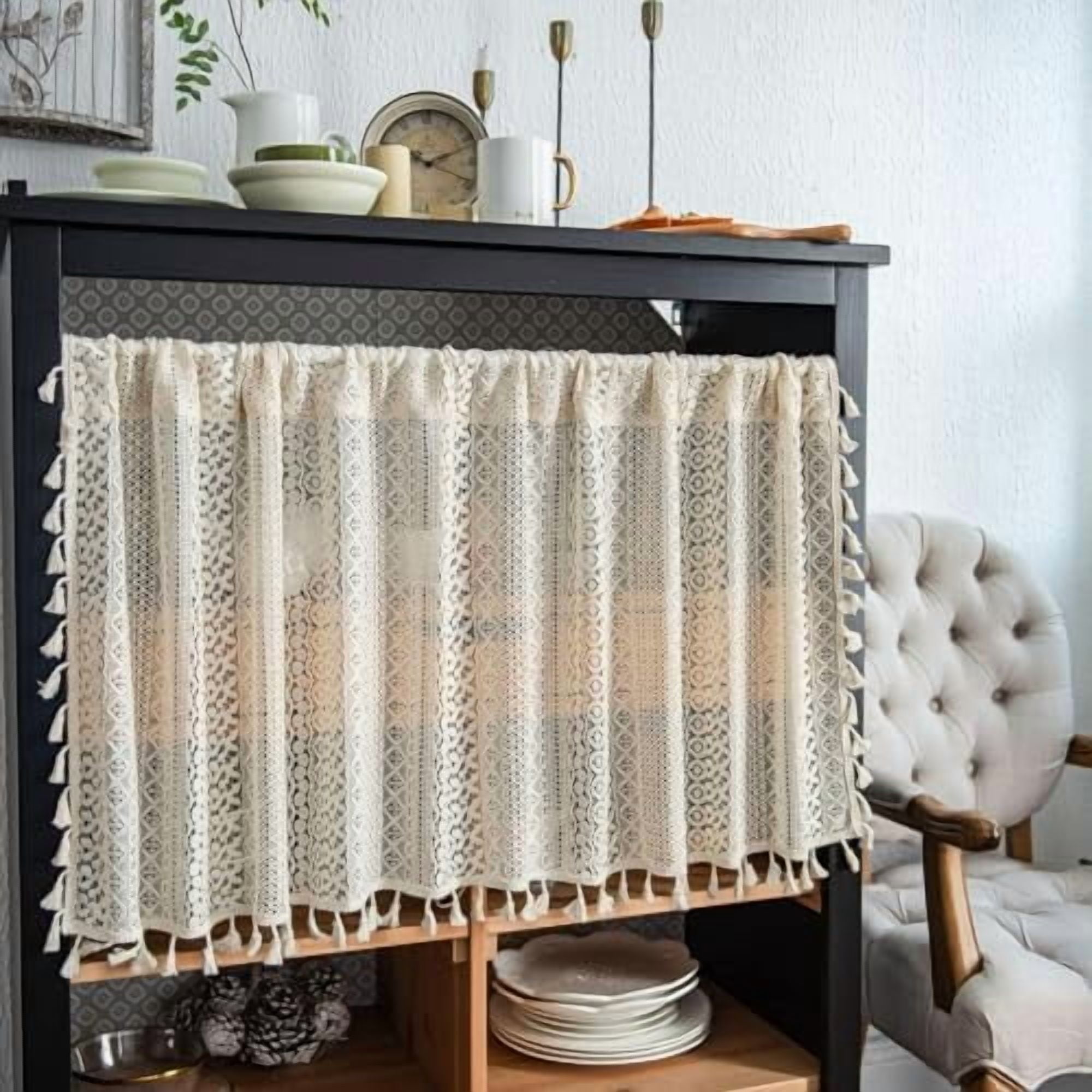 Beige Boho Window Toppers Valances Short Curtain for Windows Wide ...