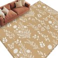 Beige Botanical Area Rug 8x10 Washable Rug Non Slip Spring Summer Chic ...