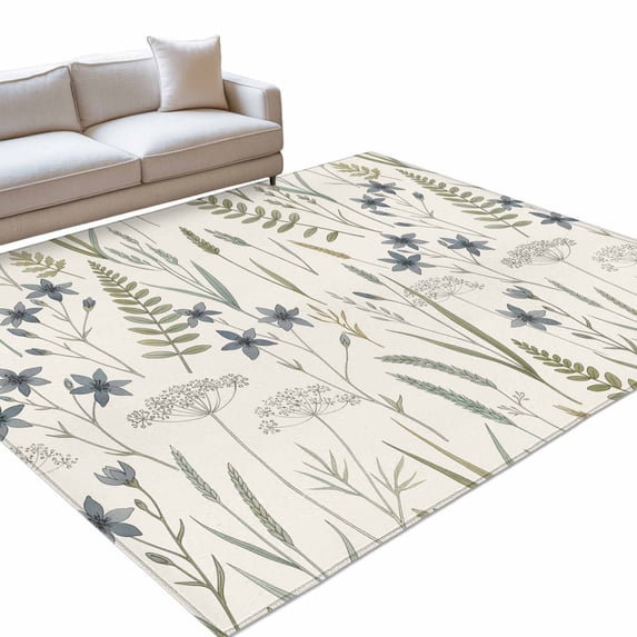 Beige Botanical Leaves Washable Rug 5x8 Area Rug for Living Room ...