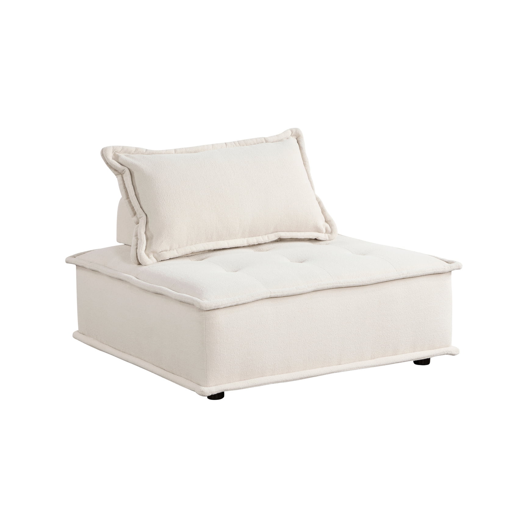 Beige Boucle Fabric Chair - Solid Wood Structure - Low - Profile Design ...