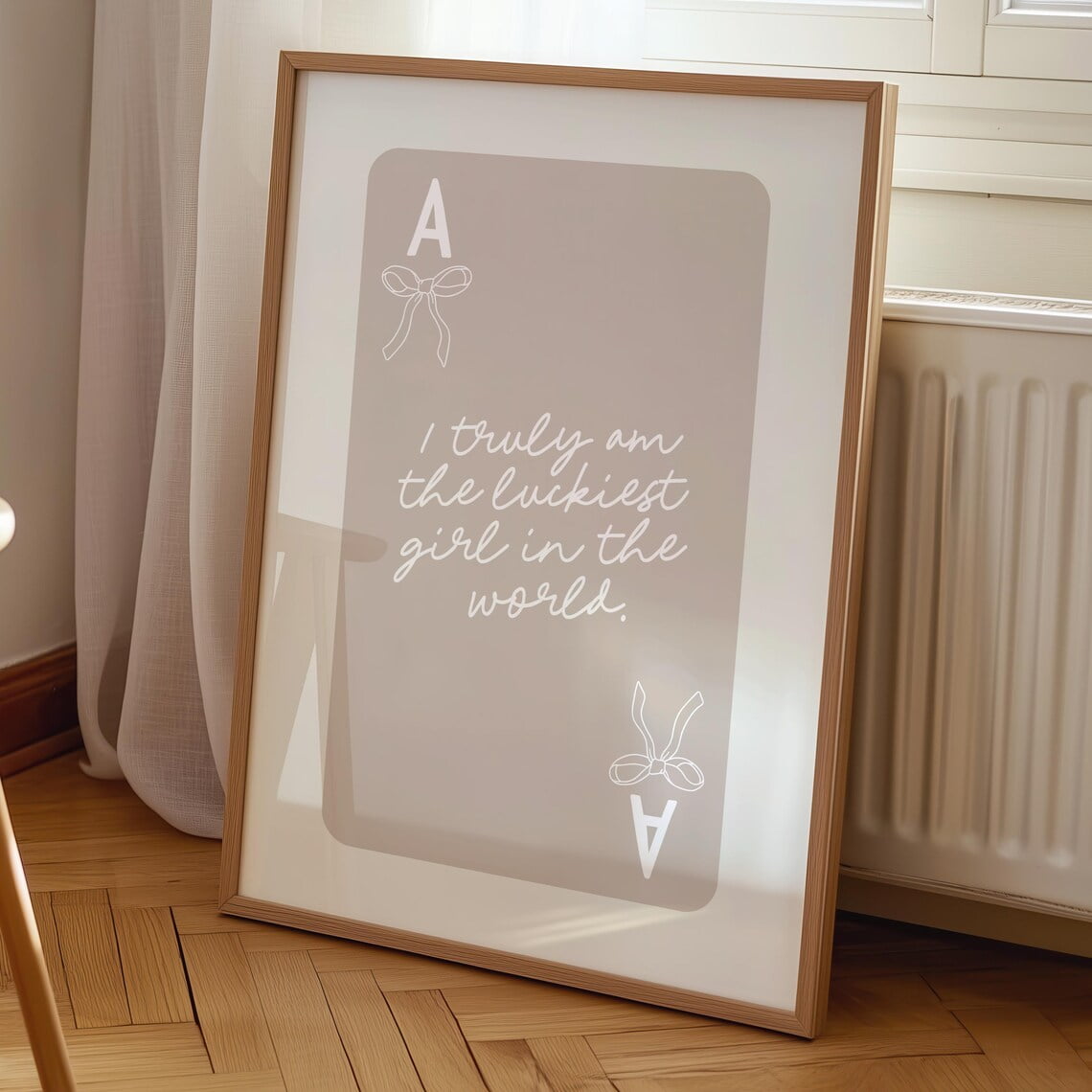 Beige Bow Print Ace Card Lucky Girl Syndrome Poster Preppy Wall Art ...