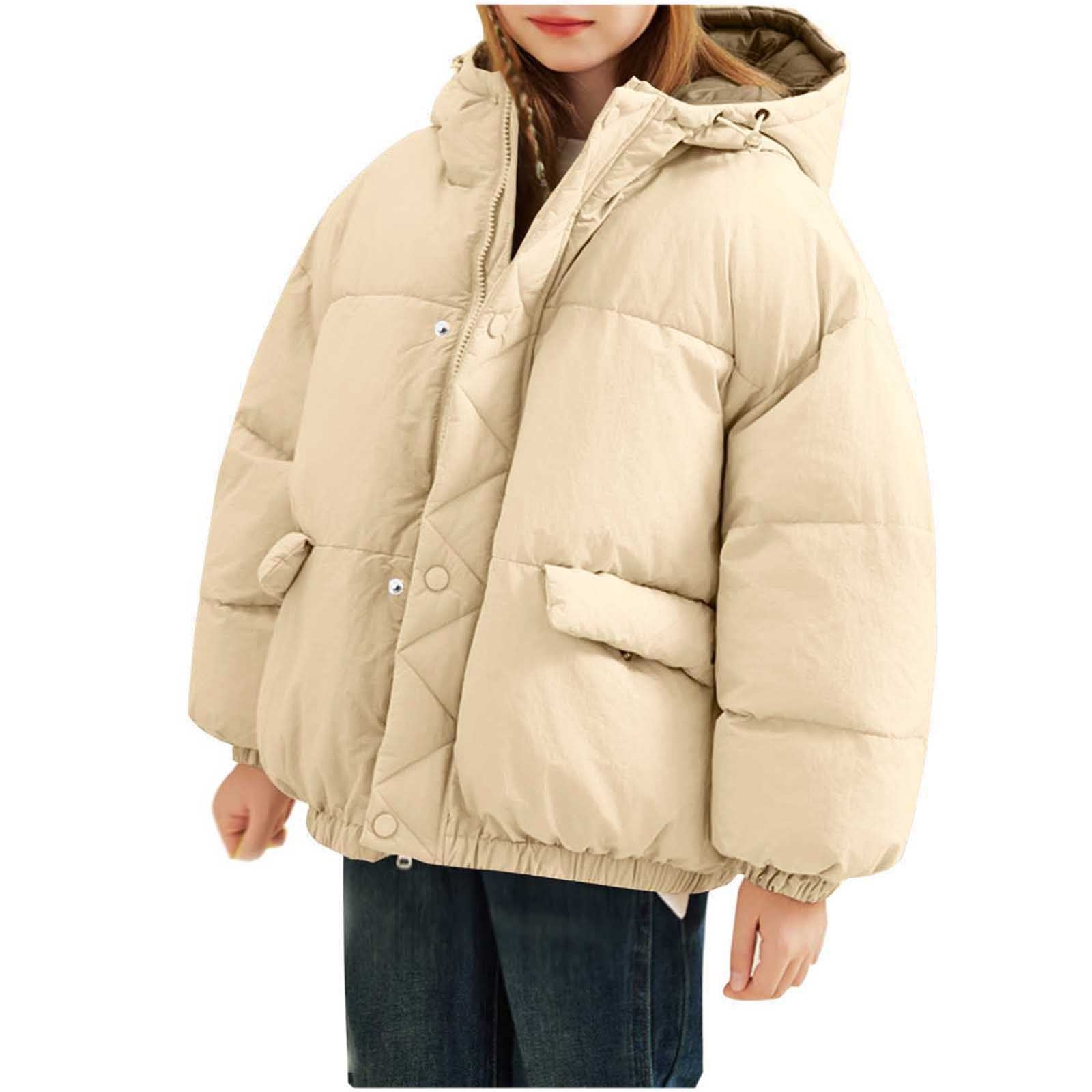 Beige Boy Girl Children Boy Girl Lounge Down Jackets Hoods Outfits for ...