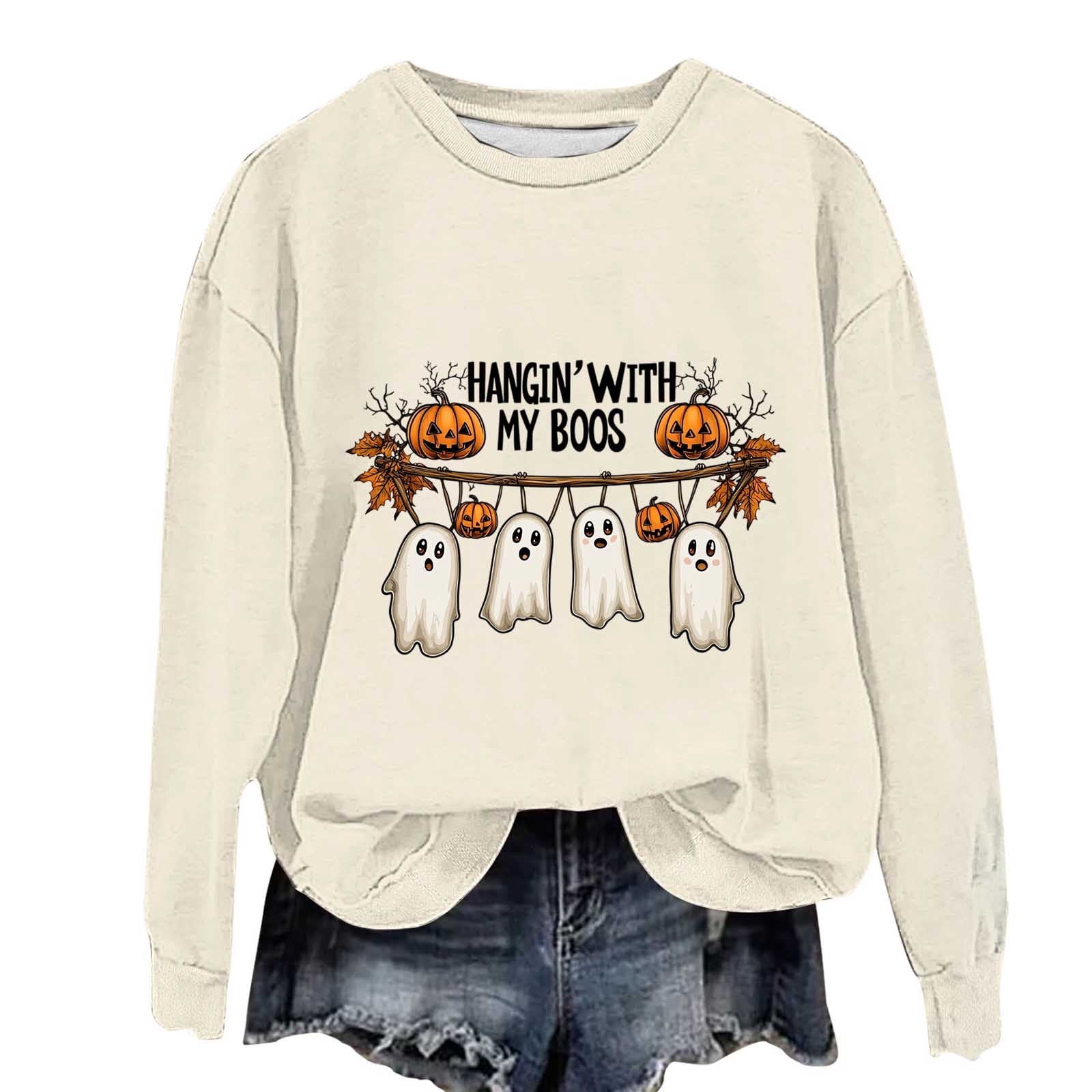 Beige Boy Girl Kids Girl Boy Happy Holiday Halloween Lounge Long Sleeve ...