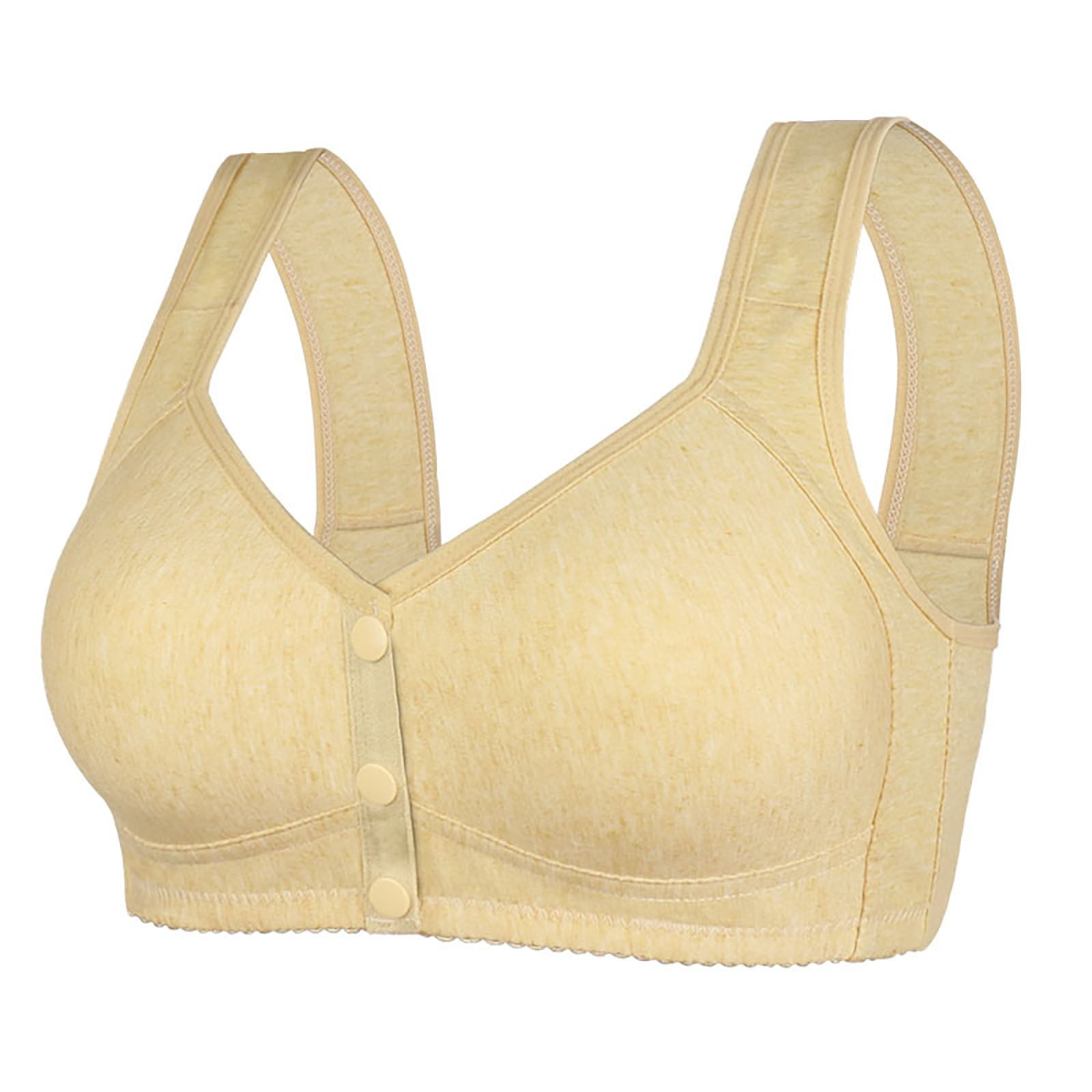 Beige Bra Women Shaped Cup Front Button Bra Without Wires Vest Style ...
