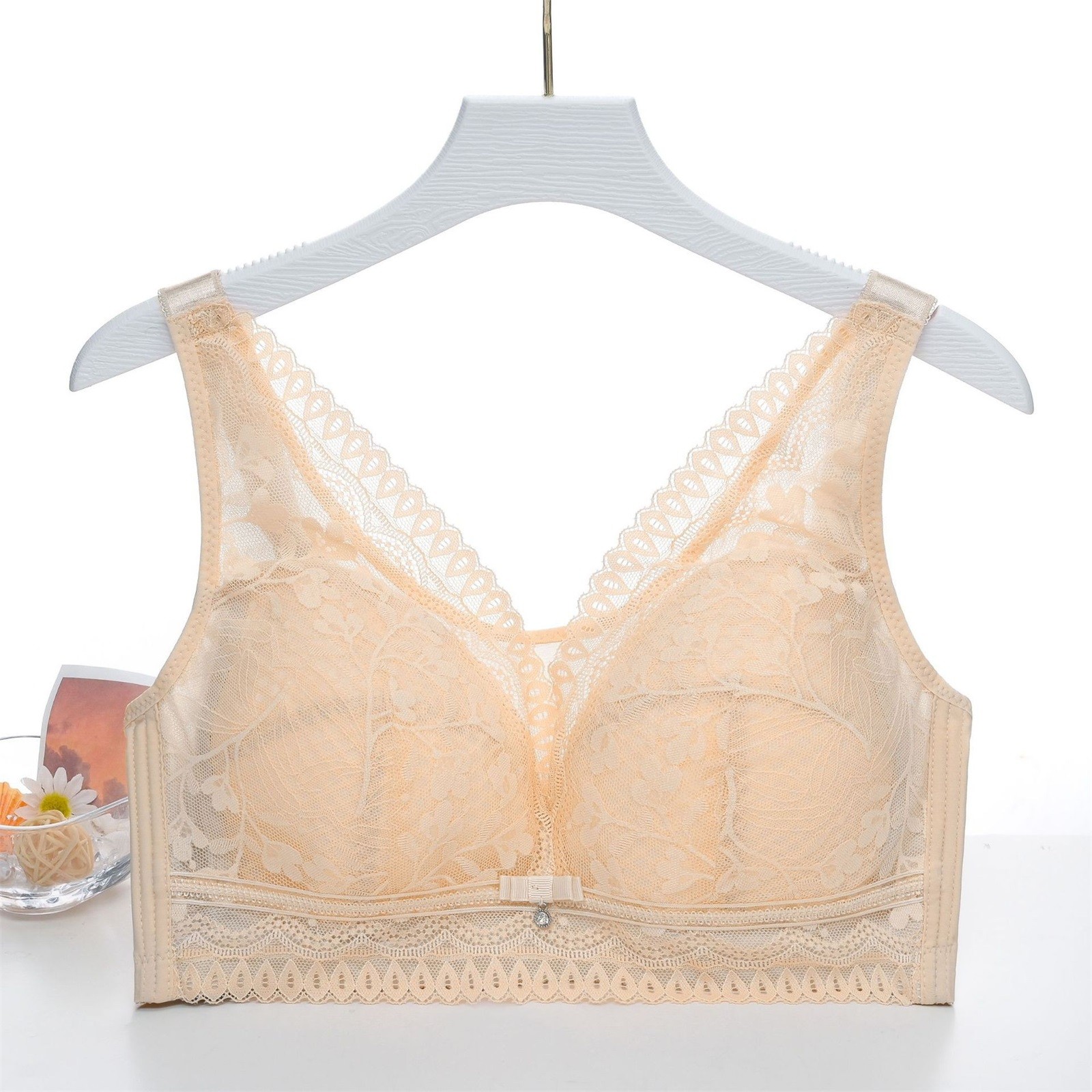 Beige Bra Women's Fashionable and Casual Large Size Thin Underwear Tube ...