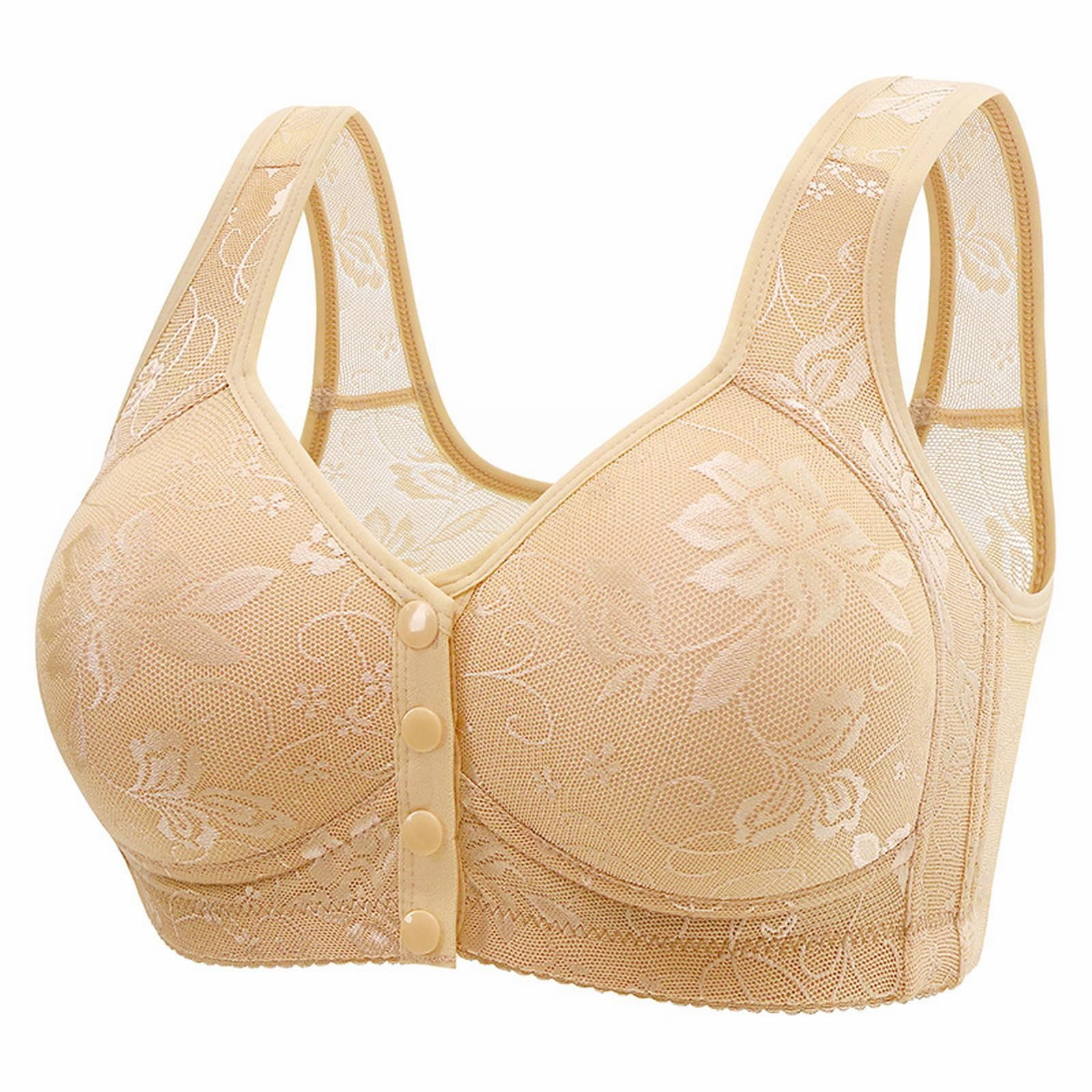 Beige Bra Women's Open Front Bra Women's Thin Plus Size Non Underwire Up Fixed Cup Tank Top Bra ...