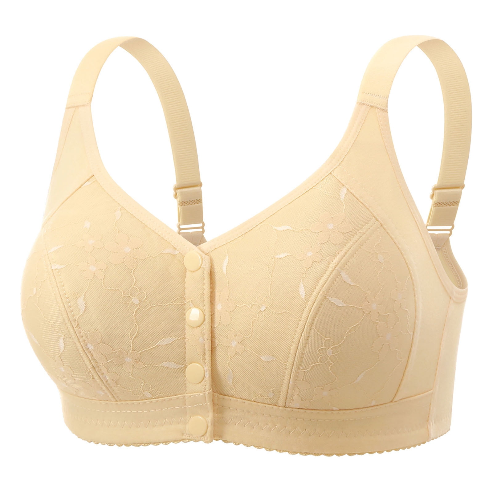 Beige Bras for Women Embroidered Graphic Loose Fit Thin Seamless Front ...