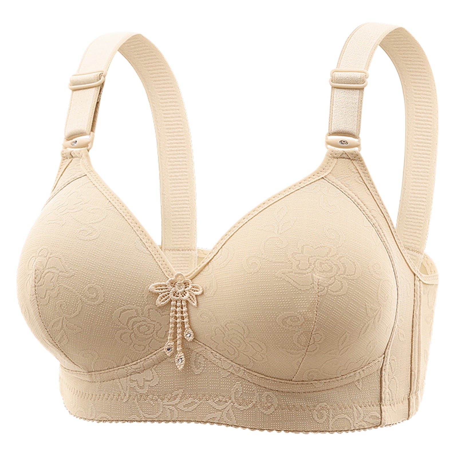 Beige Bras for Women Thin Laceless Steel Ring Comfortable Breathability ...