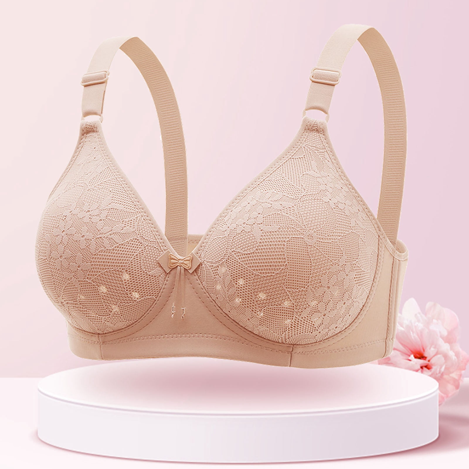 Beige Bras for Women Thin Laceless Steel Ring Comfortable Breathability ...