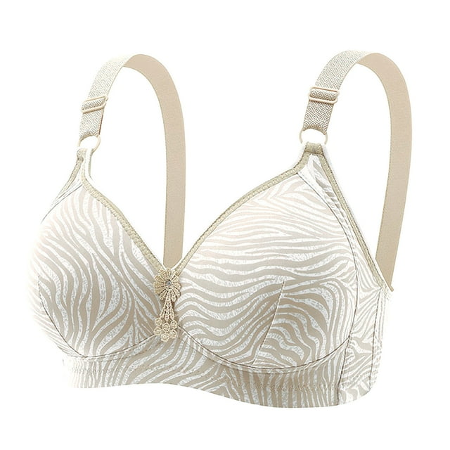 Beige Bras for Women Lace Back Button Shaping Cup Adjustable Shoulder ...