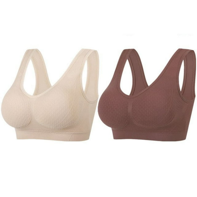 Beige Bras for Women No Underwire 2PCS Gathering Bra Comfortable Corset ...