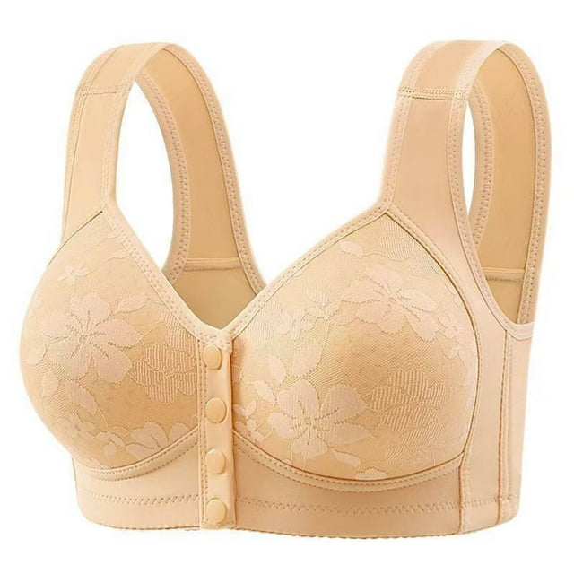 Beige Bras for Women No Underwire New Breathable Hole Cup Front Button ...