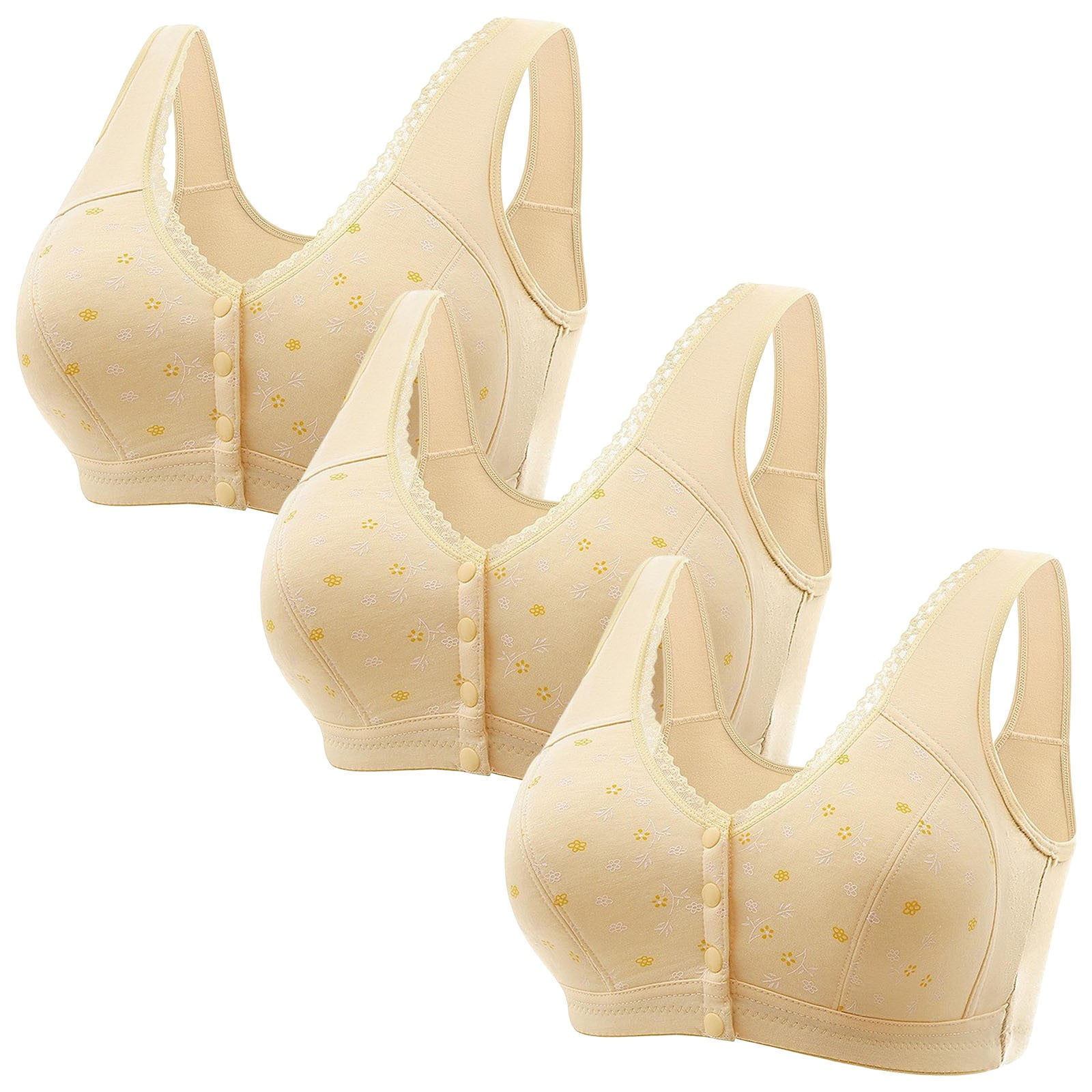 Beige Bras for Women No Underwire Women Lace Front Button Shaping Cup ...