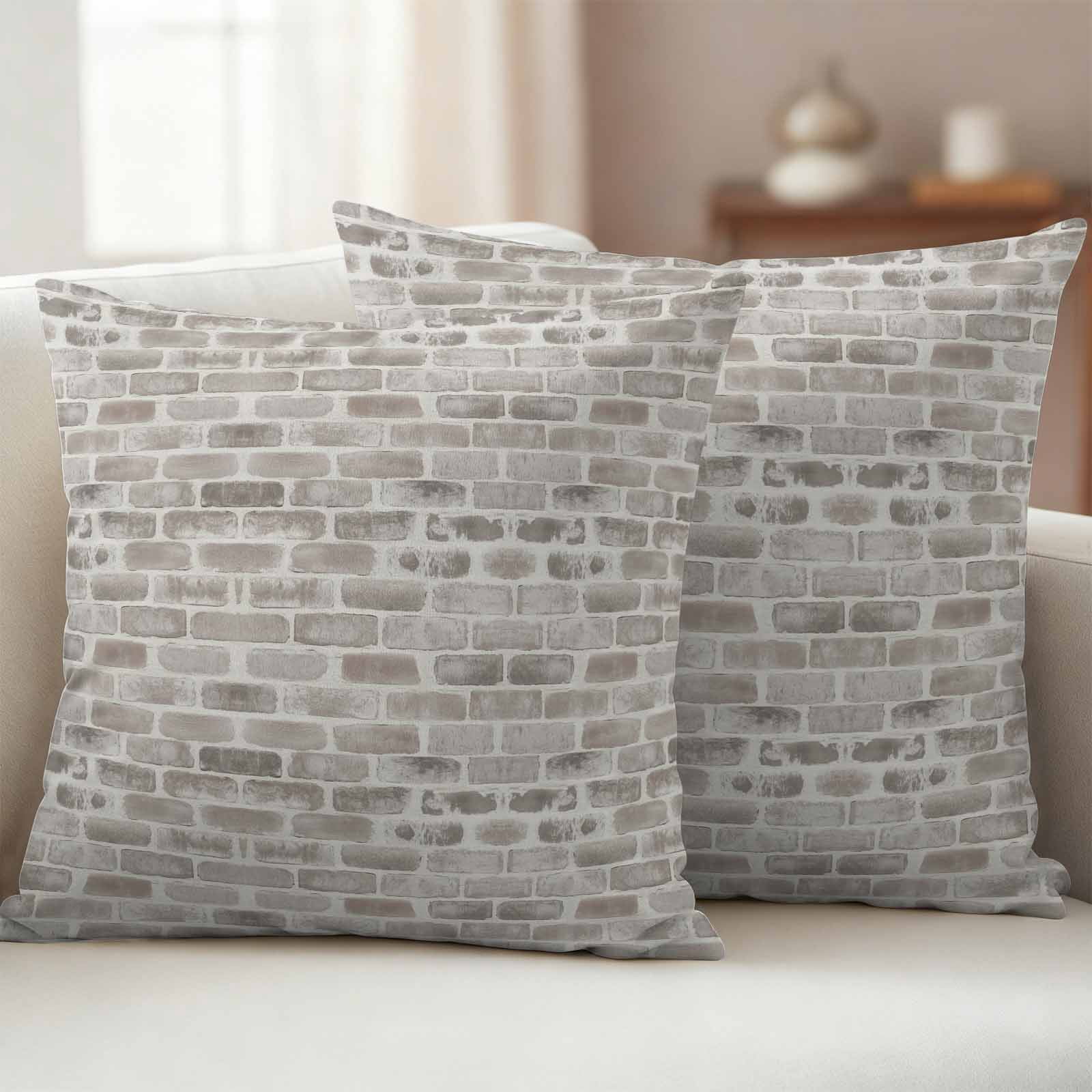 Beige Brick Wall Outdoor Waterproof Throw Pillow Covers 24x24 Set of 2 ...