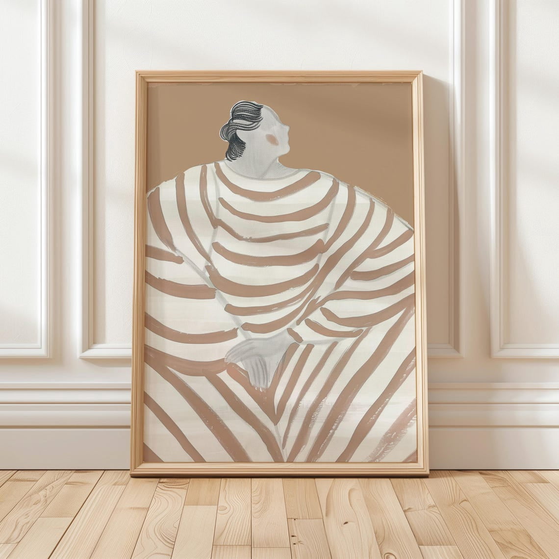 Beige Brown Abstract People Boho Contemporary Art Minimalist Print ...