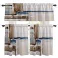 Beige Brown Blue Kitchen Curtains, Kitchen Curtains and Valances Set of ...