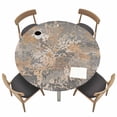 Beige Brown Copper Rust Round Fitted Table Cover Abstract Vintage ...