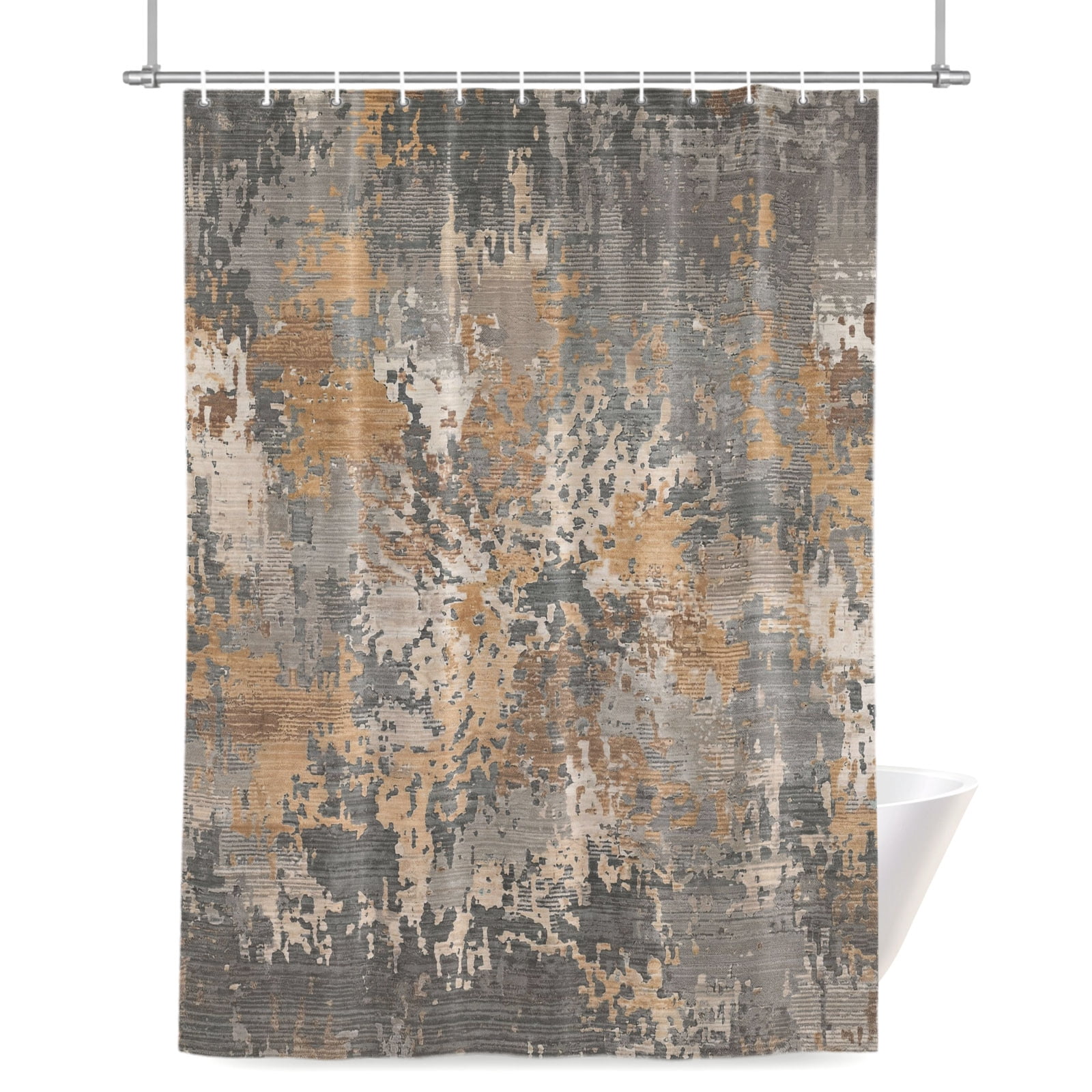 Beige Brown Copper Rust Shower Curtains for Bathroom, Abstract Vintage ...