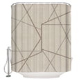 Beige Brown Geometric Bathroom Shower Curtains with 12 Hooks Polyester ...
