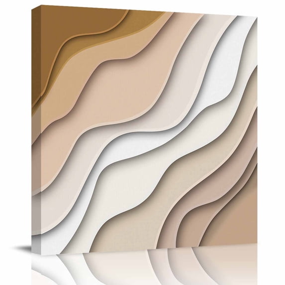 Beige Brown Gradient Wave Ripple Canvas Artwork Painting Art, Modern ...