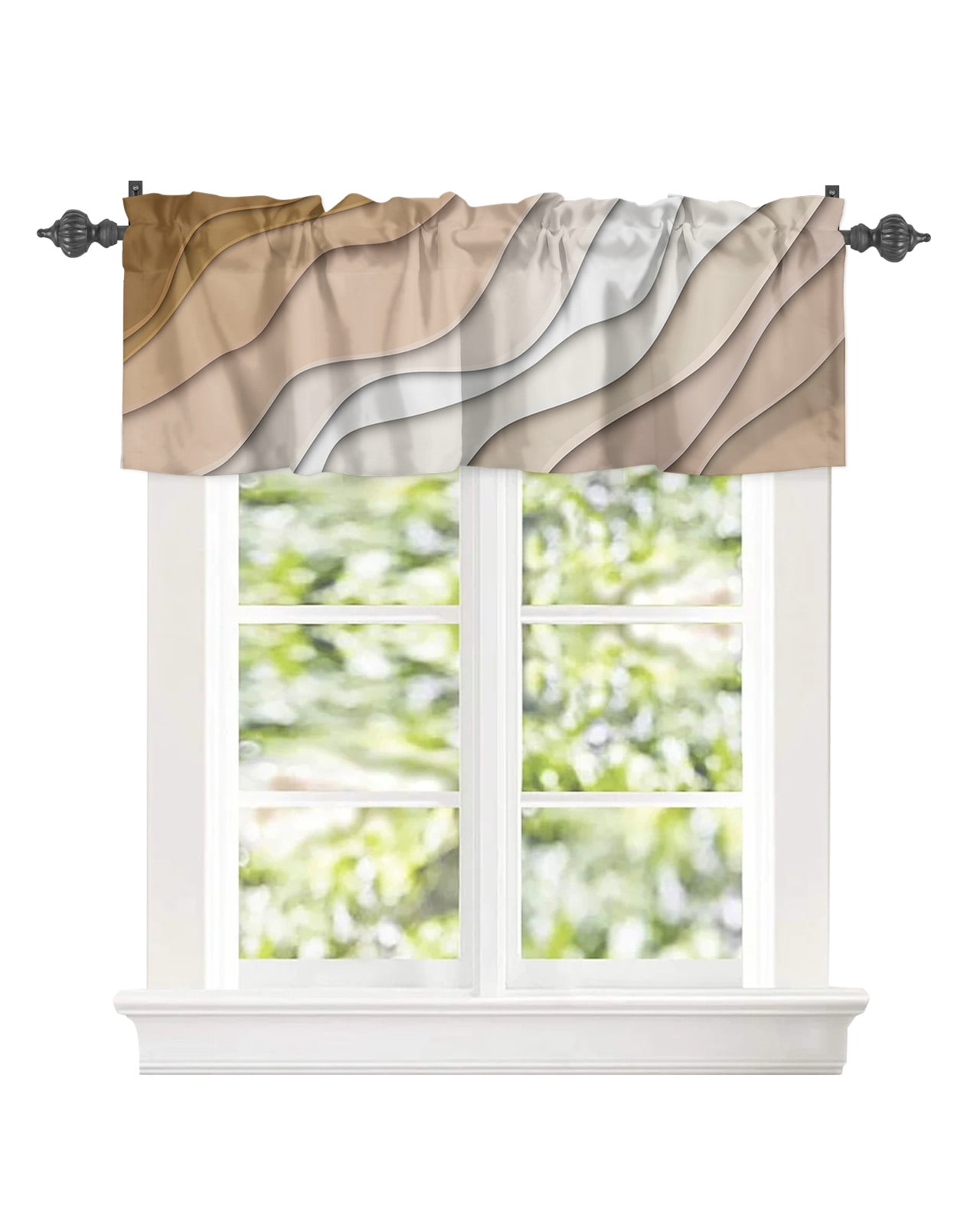 Beige Brown Gradient Wave Ripple Window Treatment Panel for Living Room ...