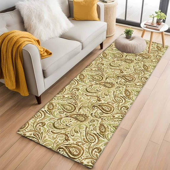 Beige Brown Green Kitchen Runner Rug 2x6 Washable Runners for Hallway ...