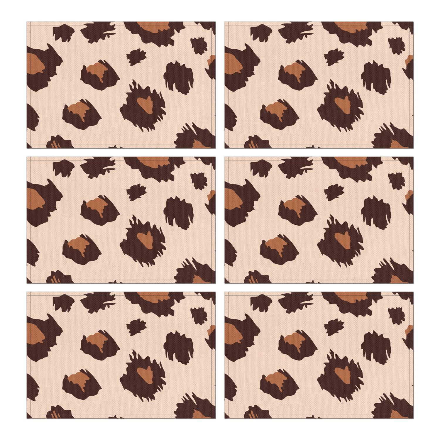 Beige and Brown Of Leopard Print Summer Placemats Table Placemats Set ...