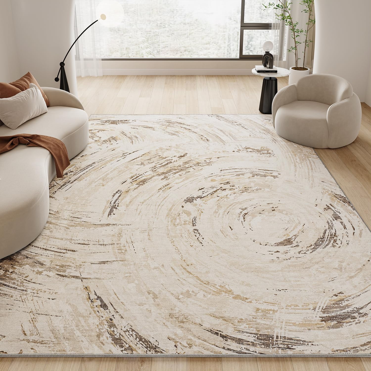 Beige Brown Neutral Rug 5x7 Area Rugs for Living Room Bedroom Dining ...