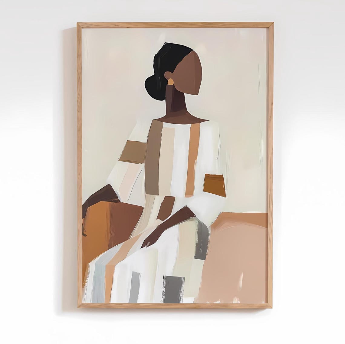 Beige Brown People Mid Century Modern Elegant Decor Unframed Paper ...