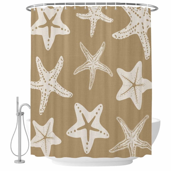 Beige Brown Starfish Coastal Shower Curtain Set - Small 36" x 72 ...