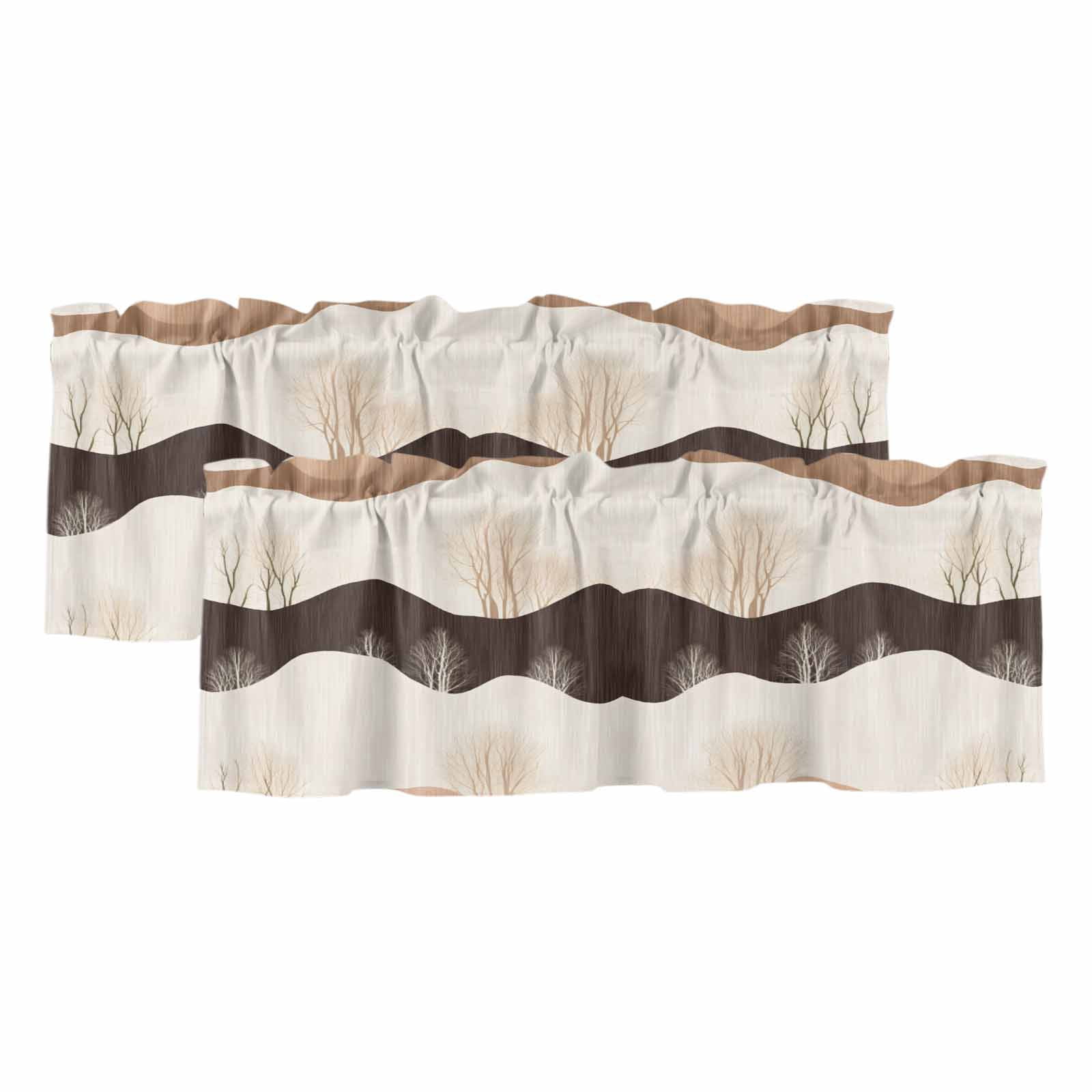 Beige Brown Stripe Valances for Windows, Decorative Rod Pocket Window ...