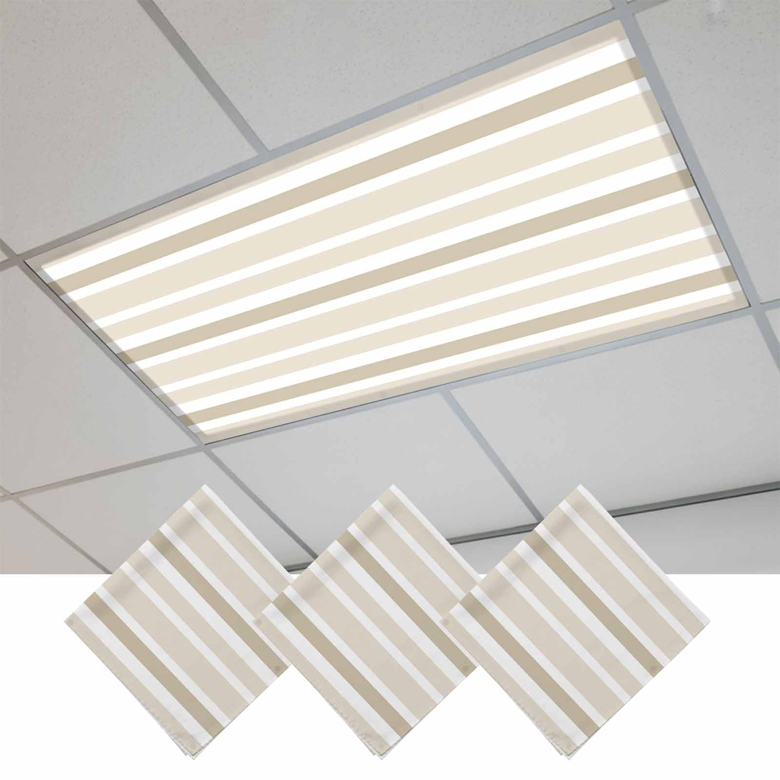 Beige Brown Striped Fluorescent Light Covers, Modern White Abstract Art ...