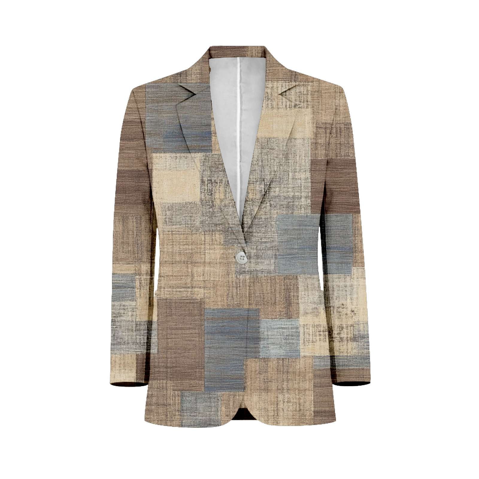 Beige Brown Textured Patchwork Rug Mens Suits Shawl Collar Slim Fit ...