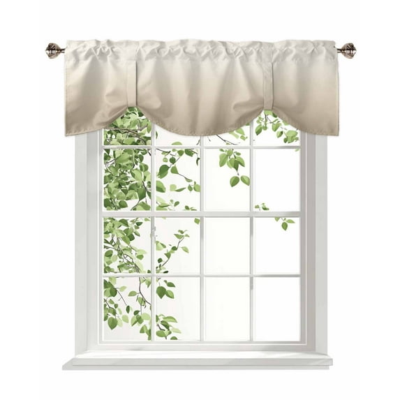 Beige Brown Tie Up Valances Curtain, Adjustable Kitchen Gradient Solid ...
