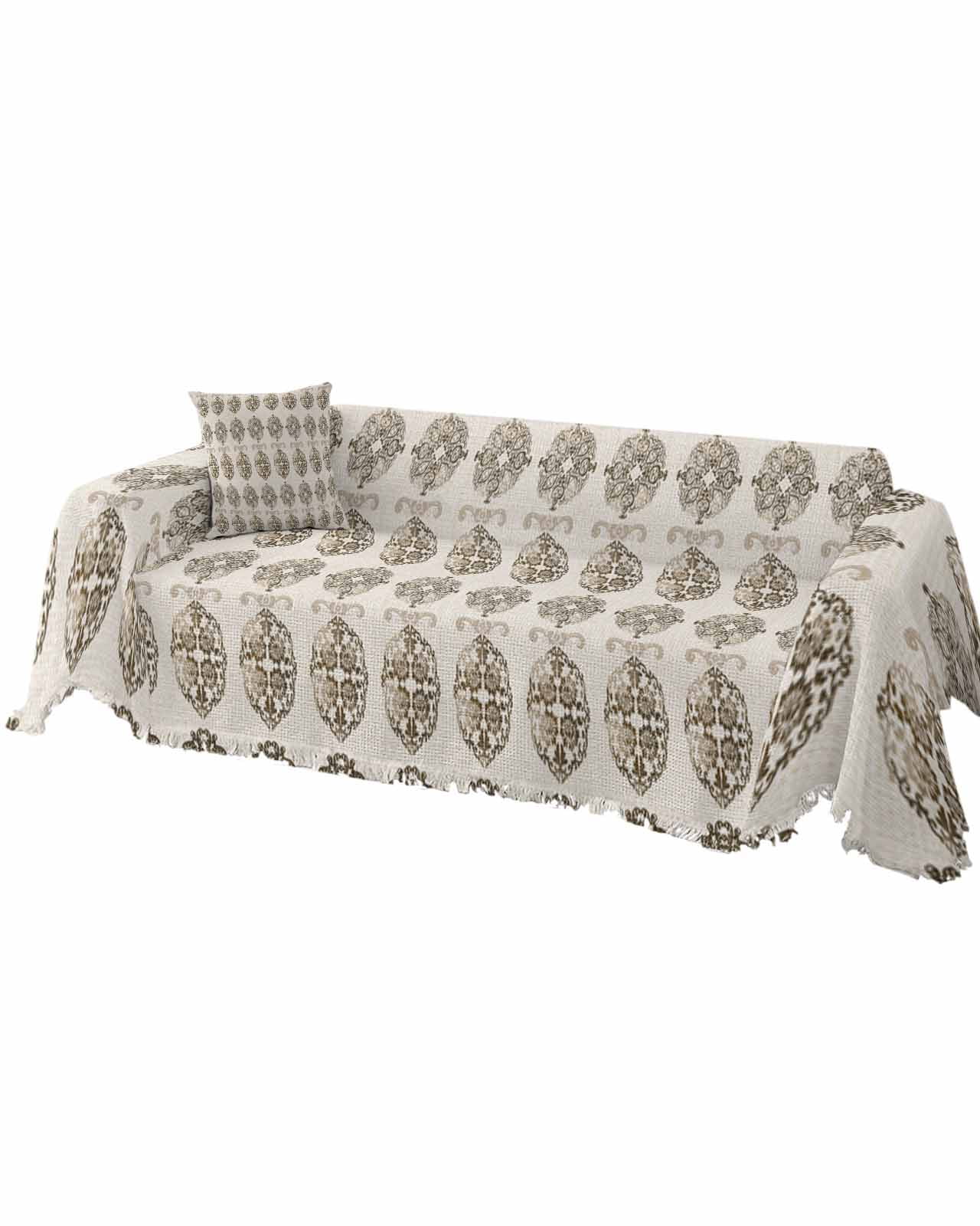 Beige Brown Vintage Sofa Covers for 3 Cushion, Washable Couch Cover for ...