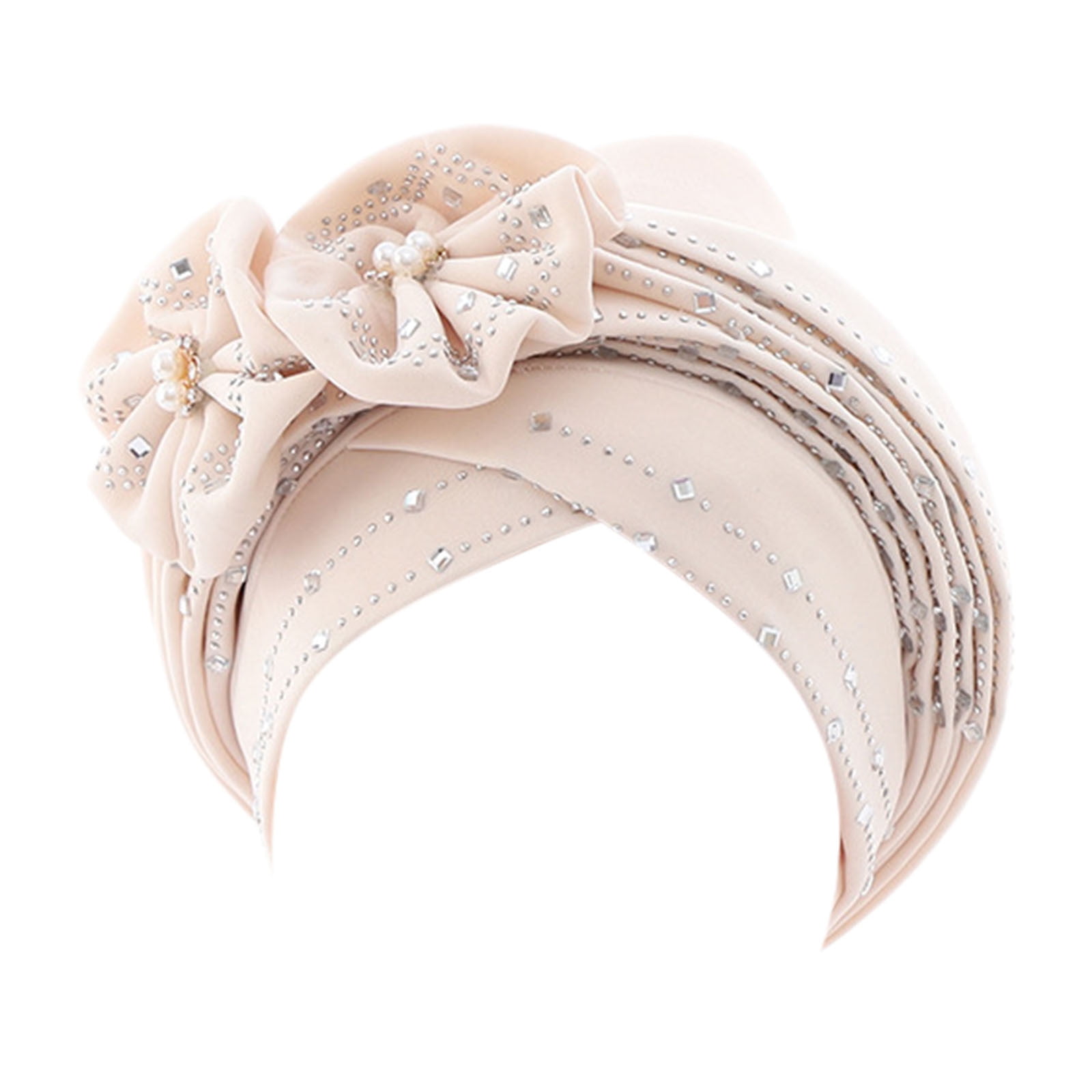 Beige Bucket Hats Fashion Women Beading Braid Hat Muslim Ruffle Cancer ...