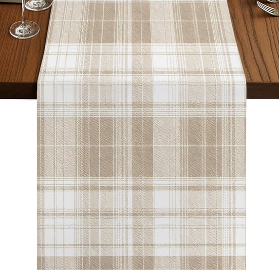 Beige Buffalo Plaid Burlap Cotton Table Runner 14x72 Inches Long ...